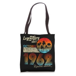 birthday legendary since october 1962 gift tote bag