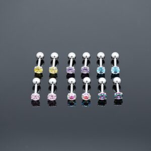 Stainless Steel CZ Cartilage Earrings for Women Men Girls Round Rainbow Quartz Cubic Zirconia Stud Earrings Set 20G 18G Black Conch Tragus Helix Piercing Stud 5Pairs (Silver Mix-1, 16G)