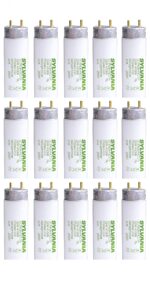 sylvania (case of 15) 21781 fo32/841/eco 32 watt 4100k t8 bulbs, 800 series, 48 inch fluorescent tube