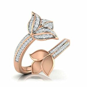 1 cttw round shape white cubic zirconia prong setting wedding engagement bypass floral ring in 14k rose gold plated 925 sterling silver ring size - 6.5