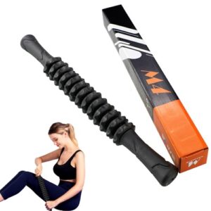 monfasye muscle roller stick, yoga massage roller bar fitness beauty tool for athletes relief leg back pain (black)