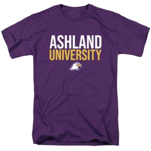 ashland university official stacked short sleeve mens cotton t-shirt,purple, large