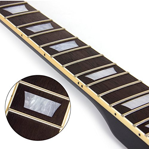 Electric Guitar Neck Paddle Head Unfinished Parts Replacement (Black with trapezoid inlays)