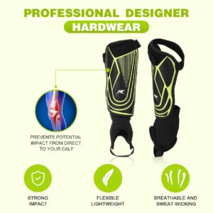 Soccer Football Shin Guards with Ankle Protection, Super Protective Flexible Low-Profile Adult,Youth, Junior