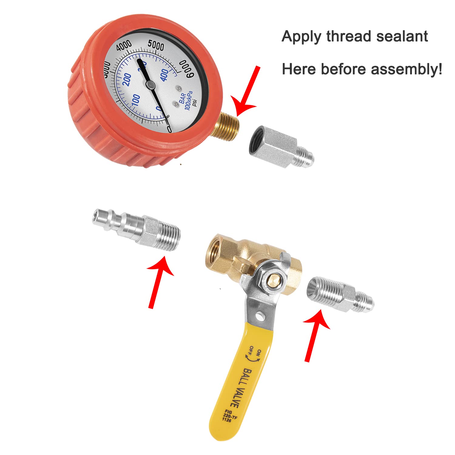 Camoo Hpop Test Tool High Pressure & Air Leak Test Gauge Tool Kit for 1994-2007 Ford 6.0L & 7.3L Powerstroke F250 F350 Dual Purpose Test Tool