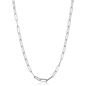 au naturale 10k white gold paperclip link chain necklace (3 mm, 18 inch)