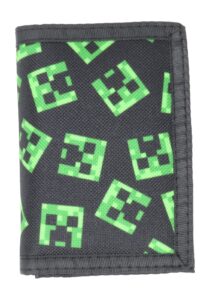 minecraft creeper pattern nylon tri-fold wallet multi-colored licensed