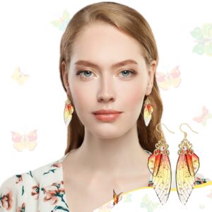 Sureio 8 Pairs Butterfly Wing Earrings Fairy Earrings for Women Butterfly Wing Earrings Butterfly Wing Drop Dangle Earrings Wedding Jewelry