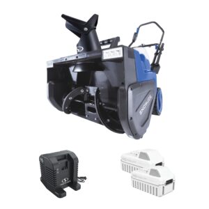 snow joe 24v-x2-sb22 48-volt 22-inch 1600-watt brushless cordless single-stage snow blower kit (w/ 8.0-ah batteries and dual port charger)