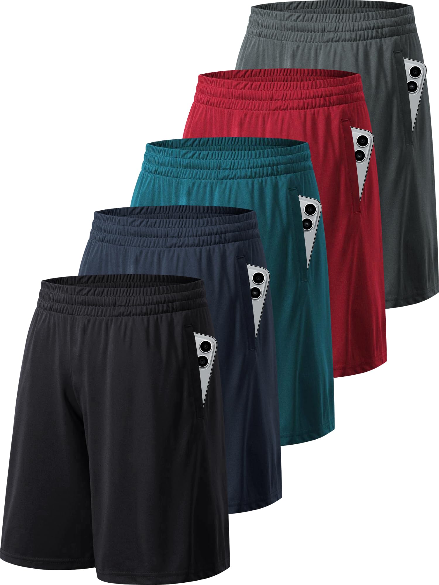 MLYENX Mens 4-6 Pack Workout Gym Shorts Quick Dry Lightweight Athletic Basketball Running Shorts for Men with Pockets