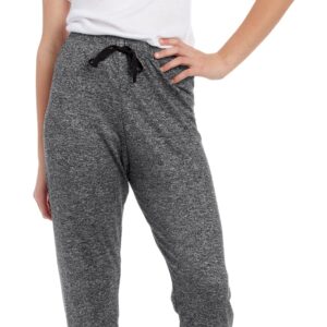 Sweet Hearts Girls' Sweatpants - 4 Pack Super Soft Athletic Performance Jogger Pants: Made in USA (7-16) , Size 10-12, Black/Grey/Charcoal/Pink Space-dye