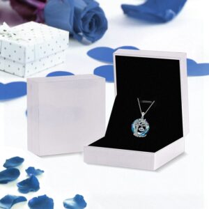 TOUPOP Evil Eye Necklace Luck Blue Evil Eye Protection Pendant with Circle Crystal S925 Sterling Silver Jewelry For Her Women Teens Girls Valentine's Day Mother's day gift