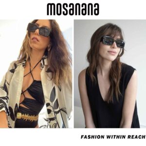 mosanana Trendy Rectangle Sunglasses for Women Men White Creamy Vintage Fashion Retro Cool 90s Cute Rectangular Funky Aesthetic Small Face 2000s Skinny Stylish Chunky 2023 Baddie Unique Trimble