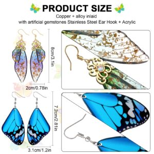 Sureio 8 Pairs Butterfly Wing Earrings Fairy Earrings for Women Butterfly Wing Earrings Butterfly Wing Drop Dangle Earrings Wedding Jewelry