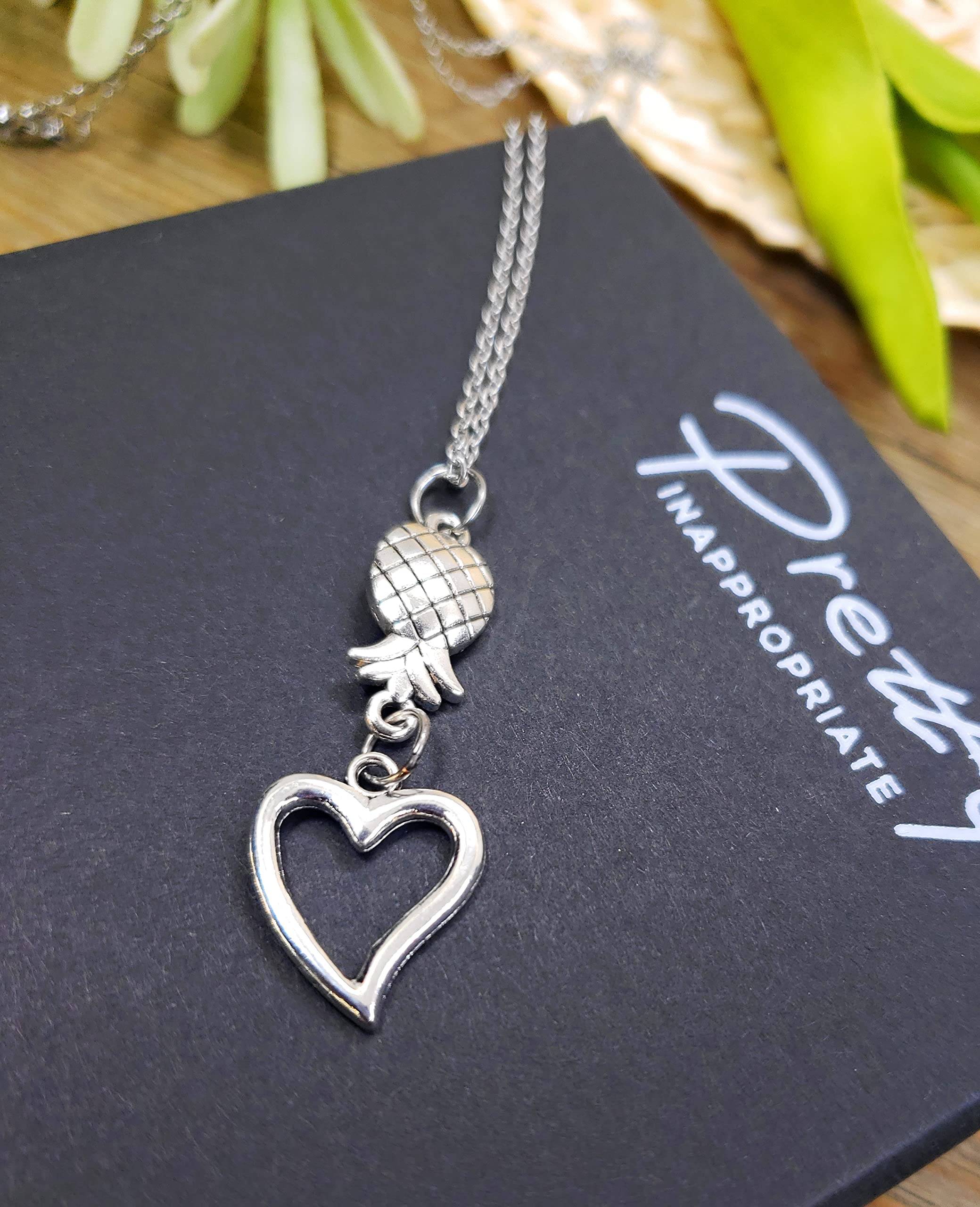 Pretty Inappropriate Upside Down Pineapple Necklace, Accessories, Upside Down Pineapple Jewelry, Silver Necklace, Stainless Steel Chain, Queen, Love, Relationship, Upsidedown, Valentines Christmas