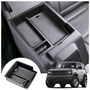 mabett center console organizer tray for ford bronco accessories 2024 2023 2022 2021, armrest storage insert box fit bronco 2/4 door with non-slip mat