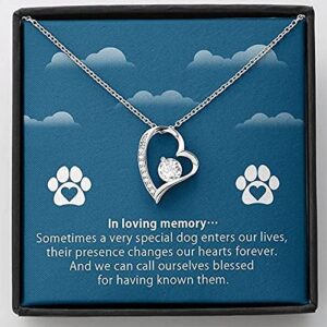 in loving memory necklace, forever love necklace, sending love and kicks from the bump, mother's day for woman necklace, birthday, christmas sometimes a very special dog enters our lives