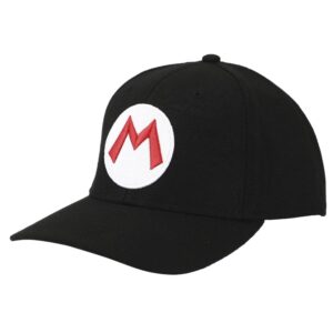 super mario brothers mario embroidered symbol black snapback hat for mens