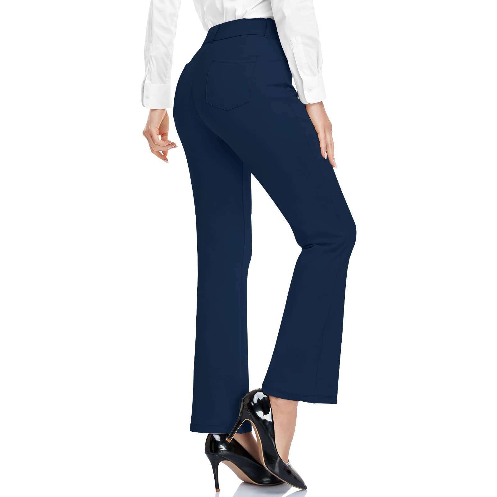 HISKYWIN Womens Dress Pants Stretch Work Office Business Casual Slacks Comfy Yoga Golf Pants with Pockets HF838-Navy Blue-XXL