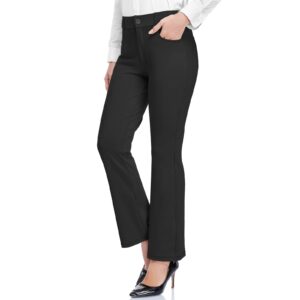 hiskywin womens dress pants stretch work office business slacks comfy yoga golf pants with pockets hf838-black-s