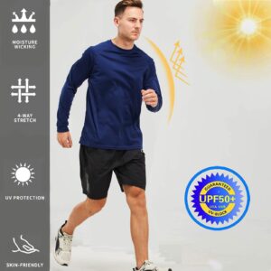 Mens Long Sleeve Shirts UPF 50+ UV Sun Protection Quick Dry Outdoor Shirt for Fishing Running Hikin(navy blue small)