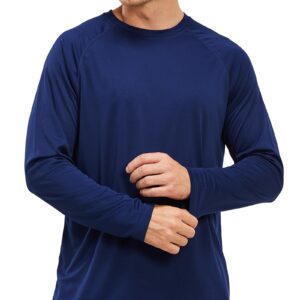 Mens Long Sleeve Shirts UPF 50+ UV Sun Protection Quick Dry Outdoor Shirt for Fishing Running Hikin(navy blue small)