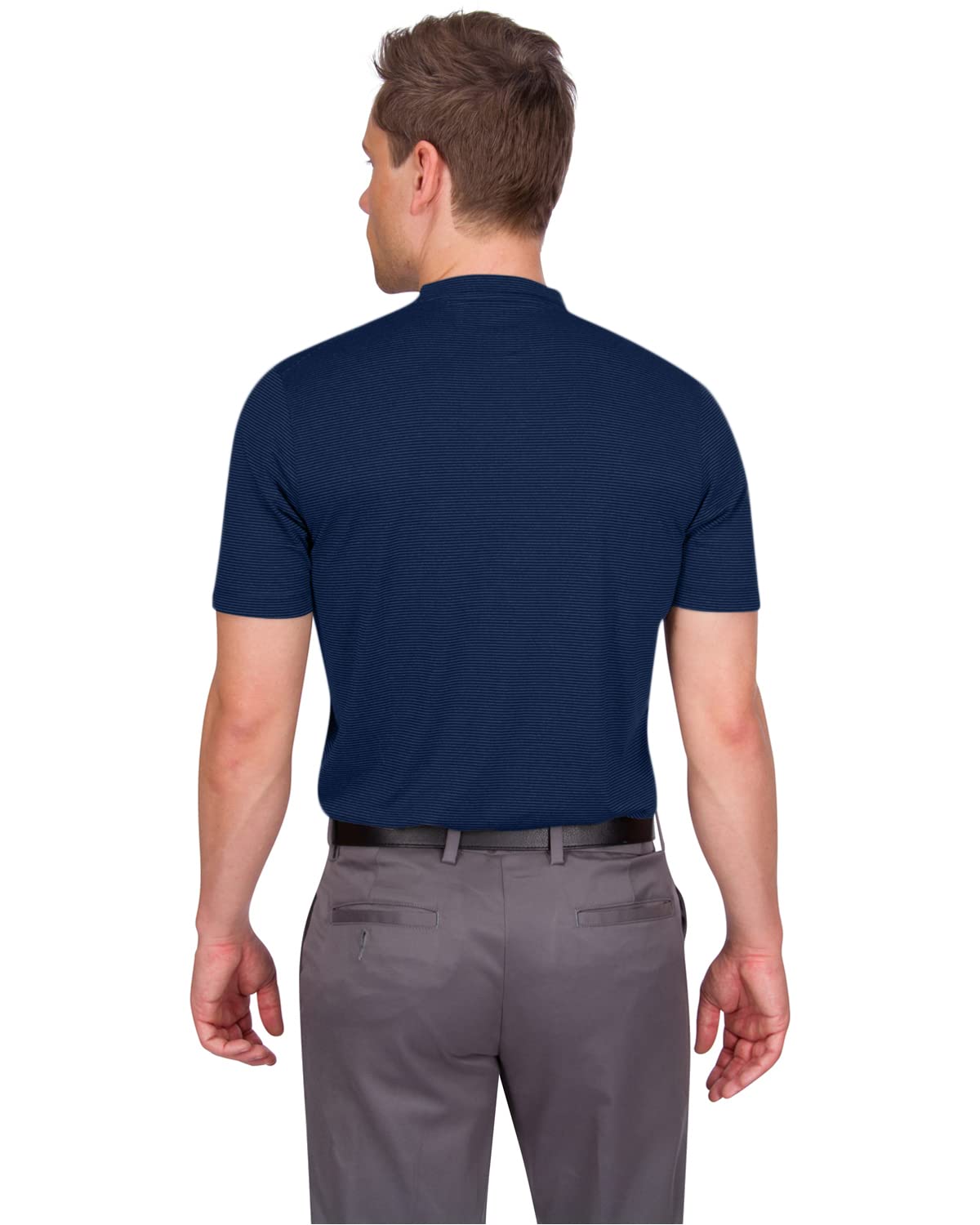 Three Sixty Six Quick Dry Collarless Golf Shirts for Men - Short Sleeve Casual Polo, Stretch Fabric Marine Navy