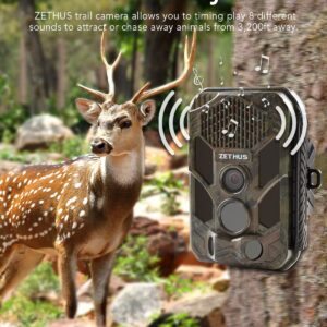 ZETHUS 2.7K 20MP Trail Camera, Game Camera with Night Vision 0.2s Trigger Time 120° 100ft Motion Activated, IP66 Waterproof Hunting Camera 2.8”LCD Screen and Rechargeable Power for Wildlife Monitoring