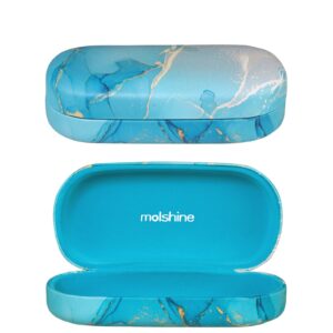 molshine hard shell sunglasses case,classic large glasses case for women men,sunglass eyeglasses (cyan)