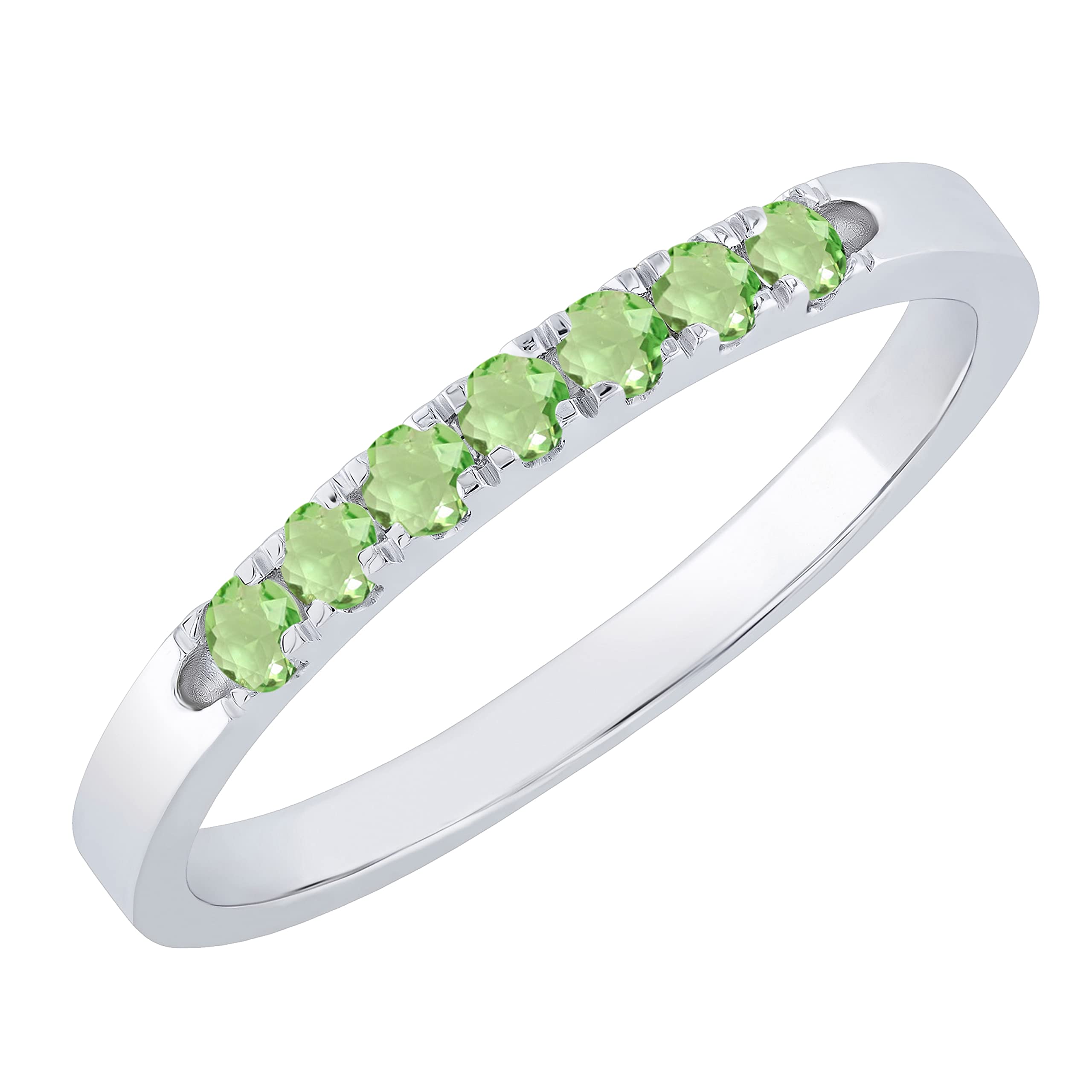 Dazzlingrock Collection Round Peridot Stackable Anniversary Engagement Wedding Band for her (Color Green, Clarity Moderately Included), 10K White Gold, Size 6.5