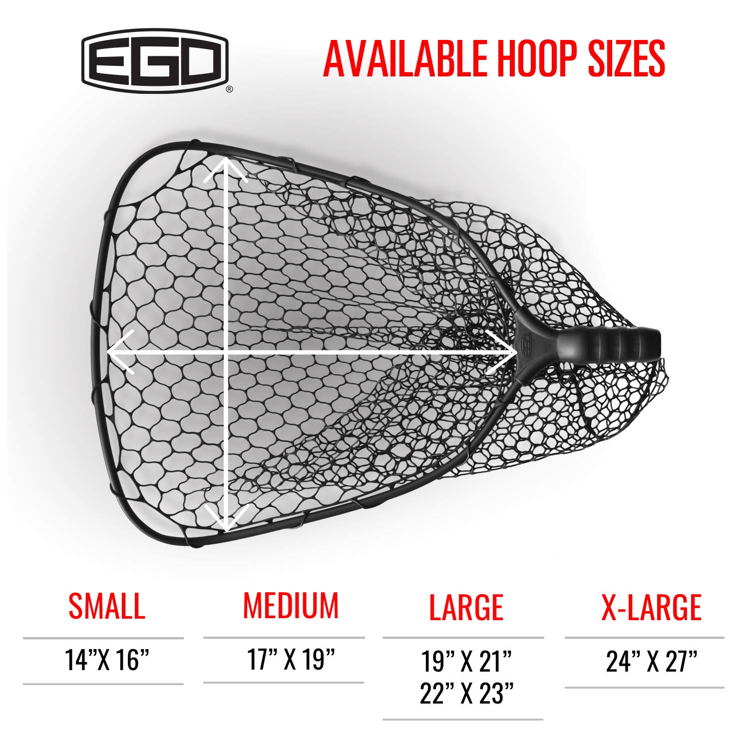 Ego S1 Slider Fishing Net, Ultimate Fishermen’s Tool Fixed Handle, Replaceable Head, Salt & Freshwater, 17x19 Inch Hoop