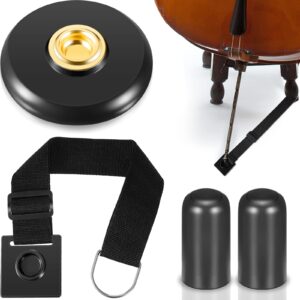 nuanchu 4 pcs cello endpin anchor accessories include cello strap stopper cello non slip mat cello rubber tip floor protectors for cellist practice performance, cello bass instrument accessories black