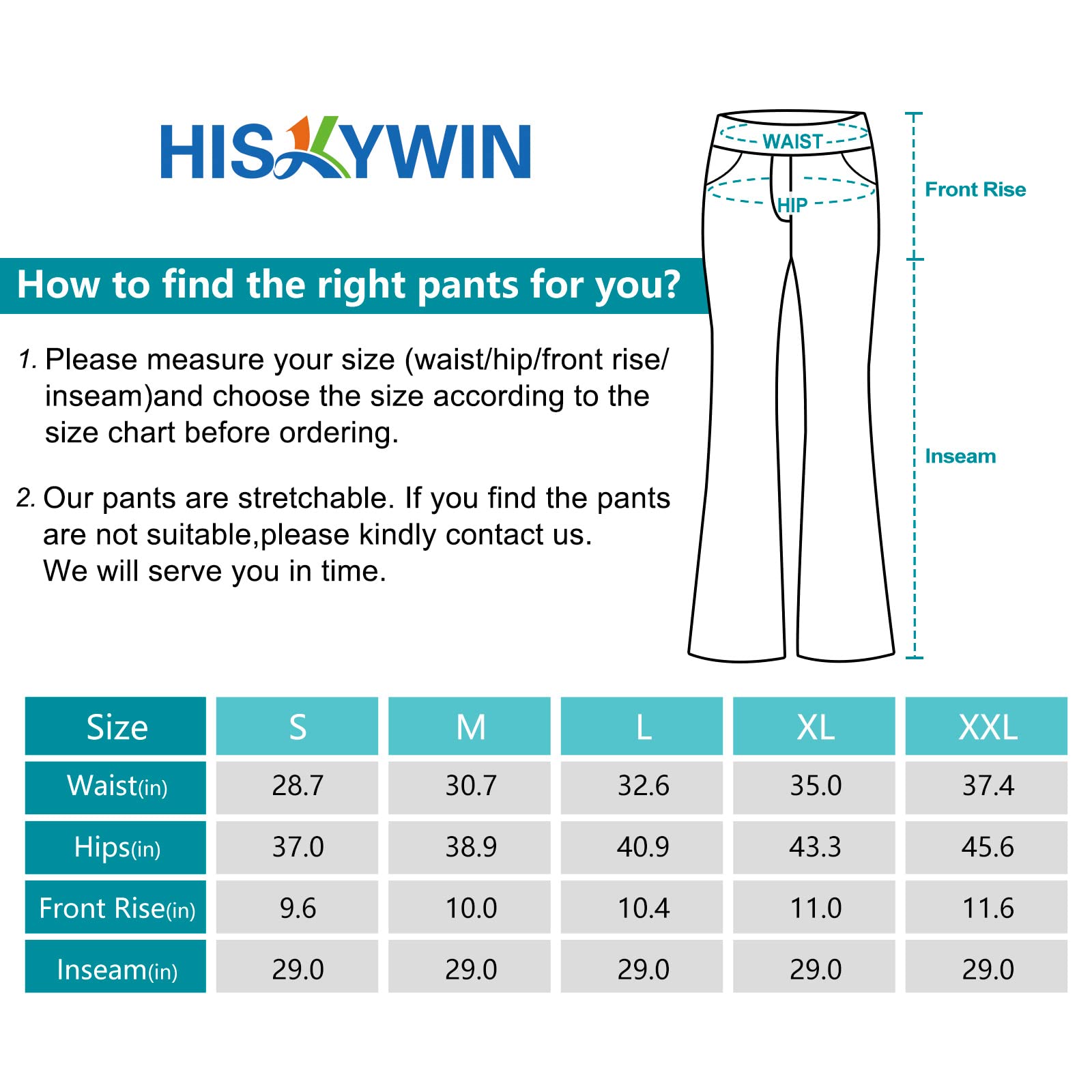 HISKYWIN Womens Dress Pants Stretch Work Office Business Slacks Comfy Yoga Golf Pants with Pockets HF838-Black-S