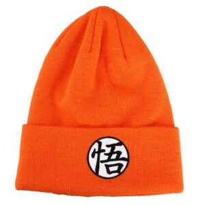 dragon ball z anime cartoon symbol patch orange cuffed beanie