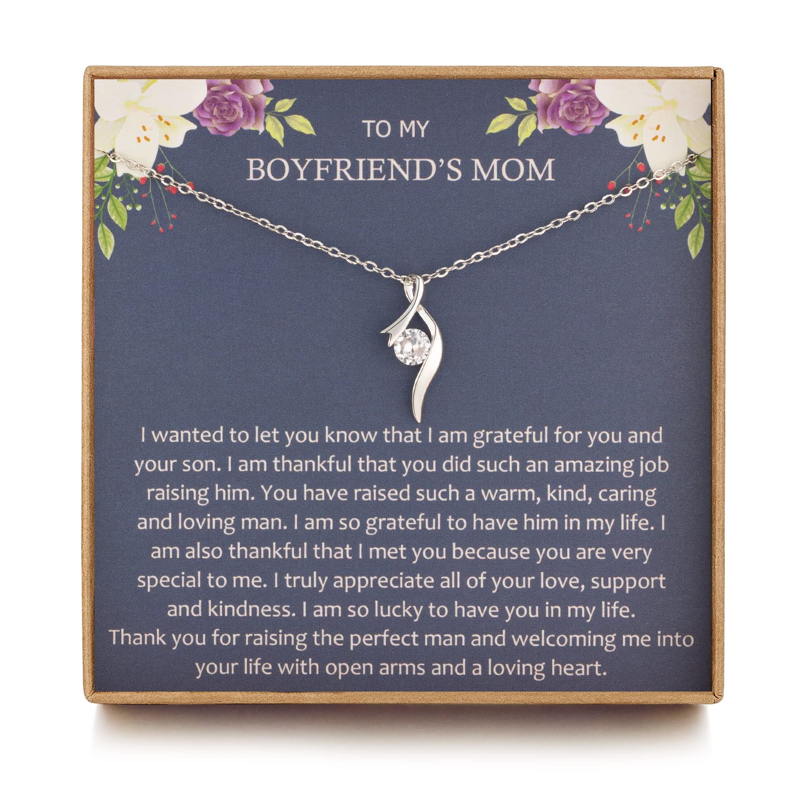 OFGOT7 Gift to My Boyfriend's mom Necklace, Sterling Silver CZ Necklace, Gift for Boyfriends Mom, Mothers Day Jewelry Christmas Gift