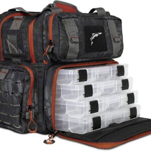 Ego Kryptek Tackle Box, Fishing Pack with 4 Accessory Trays, Water Resistant PVC, Multiple Storage Pockets, Tool Bag, G-Hook Closure System