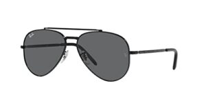 ray-ban rb3625 new aviator sunglasses, black/dark grey, 58 mm