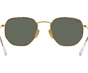 Ray-Ban RB8148 Hexagonal Titanium Sunglasses, Legend Gold/Polarized Green, 54 mm