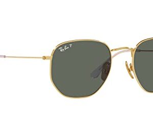 Ray-Ban RB8148 Hexagonal Titanium Sunglasses, Legend Gold/Polarized Green, 54 mm