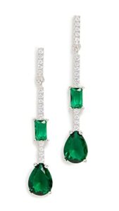 shashi women's cody earrings, emerald, green, silver, clear, one size