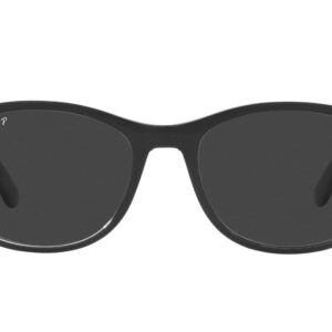 Ray-Ban Rb4374 Square Sunglasses, Black On Transparent/Polarized Black, 56 mm