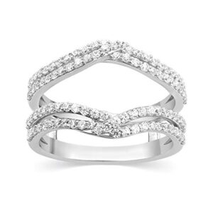 divajewel round cut white diamond 925 sterling silver 14k white gold finish diamond wedding enhancer ring guard wrap for women's