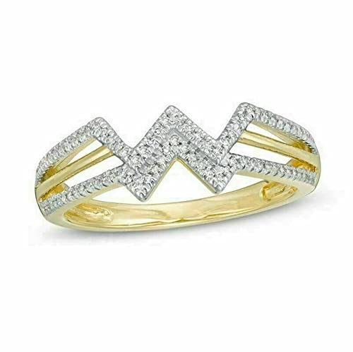 GLOW SPECTRA JEWELS 1.50 Cttw Round Shape White Cubic Zirconia Prong Setting Wedding Engagement Wonder Women Symbol Ring In 14K Yellow Gold Plated 925 Sterling Silver Ring Size - 8