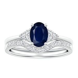 1.0 ctw oval blue sapphire gemstone 925 sterling silver 7x5 mm wedding bridal ring (sterling silver, 6)