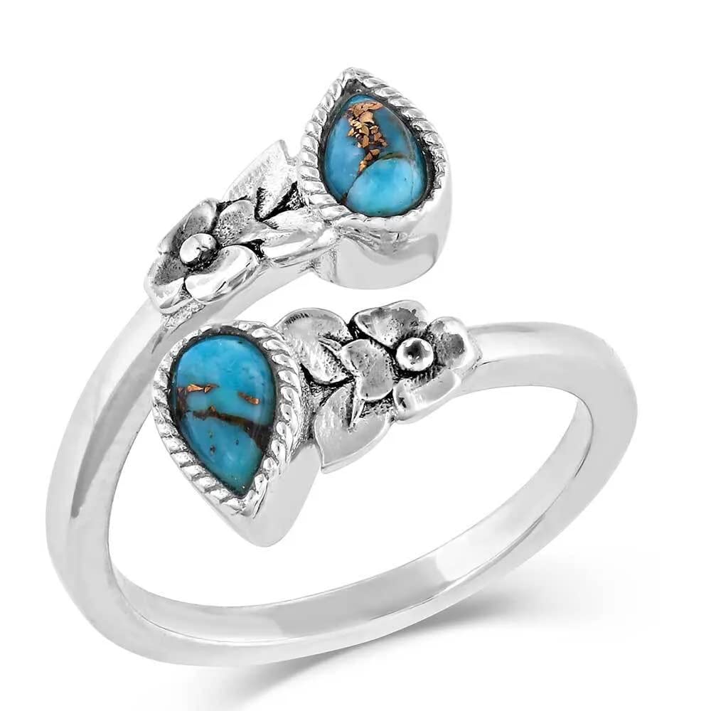 Montana Silversmiths Floral Ancestors Turquoise Wrap Ring - RG5193