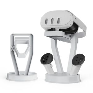 ejgame vr stand,organizer and display stand compatible with meta quest 3/ps vr headset and touch controllers (white)