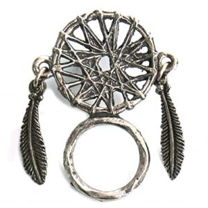 guardian bells dream catcher sunglass holder biker pin motorcycle vest jacket, silver, 3 inch