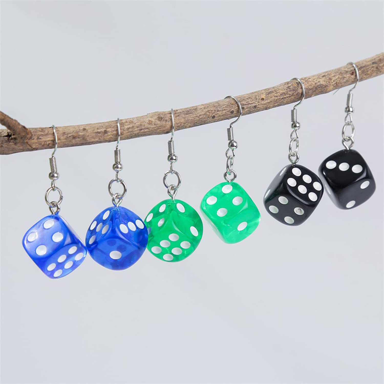 Just Follow 8 Pairs 3D Dice Earrings Funny Weird Earrings Aesthetic Cool Quirky Cute Kawaii Drop Dangle Earrings Costume for Women (8 Pairs)