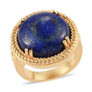 shop lc 18k yellow gold ion plated lapis lazuli ring for women jewelry jewelry size 7 birthday gifts for women