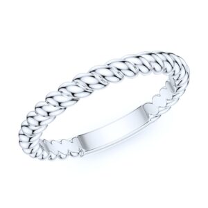 prstani 2.5mm wide solid sterling silver twisted rope comfortable shank bridal set matching ring wedding band (5.5)